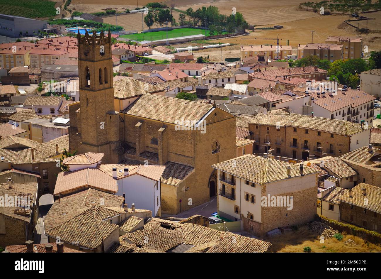 A bird's eye view of the Artajona town located in Navarre, Spain Stock ...