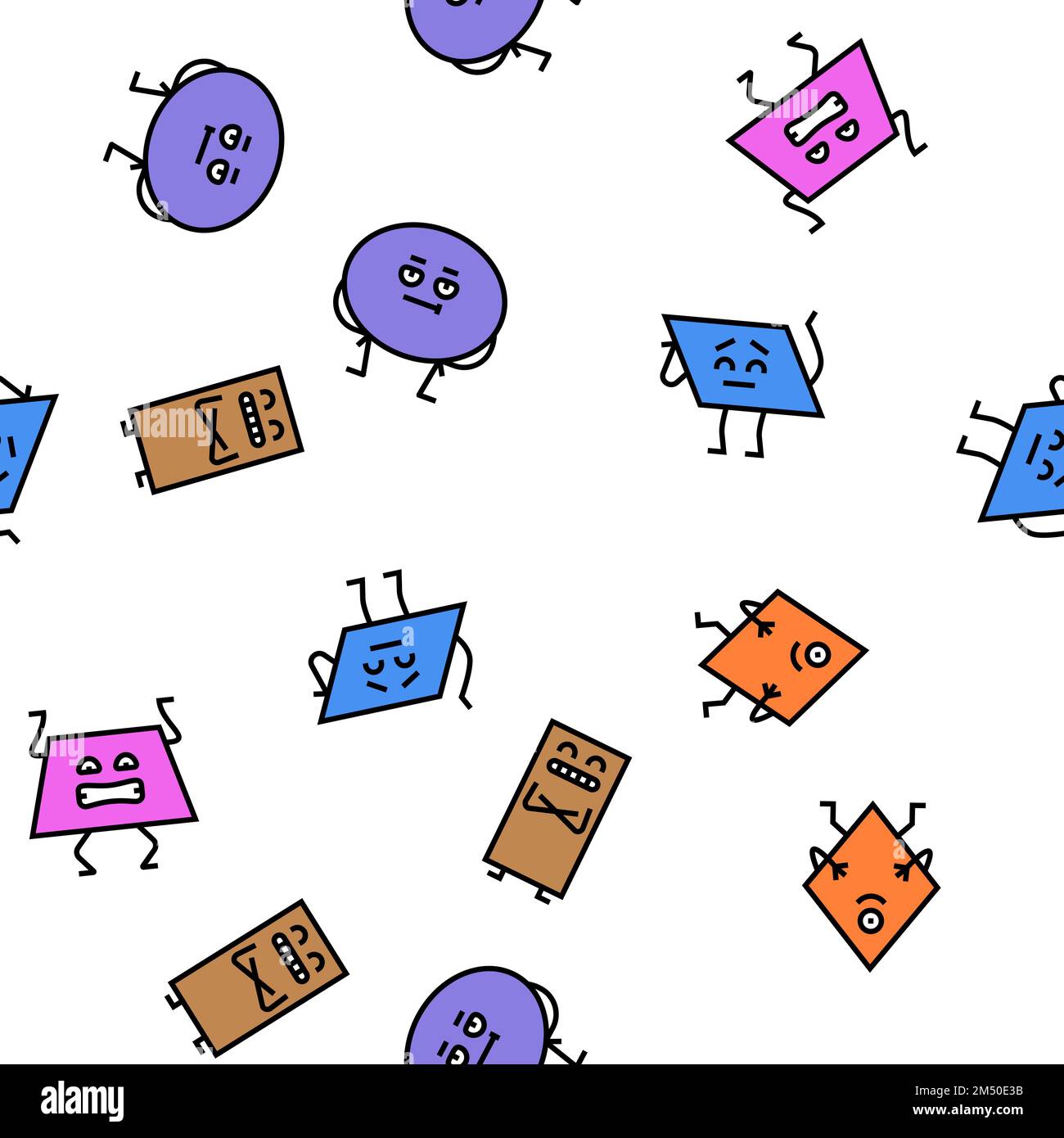 geometric shape character vector seamless pattern Stock Vector Image ...
