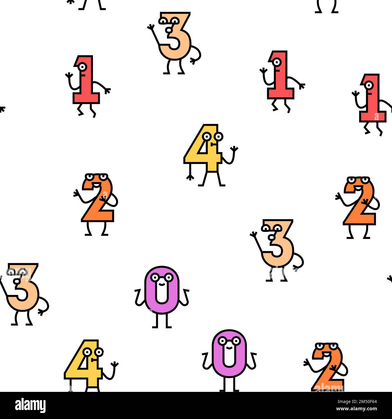 number character cute vector seamless pattern Stock Vector Image & Art ...