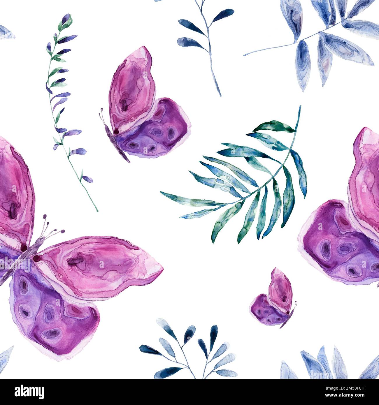 Purple butterflies seamless pattern. Flying butterflies and spring ...