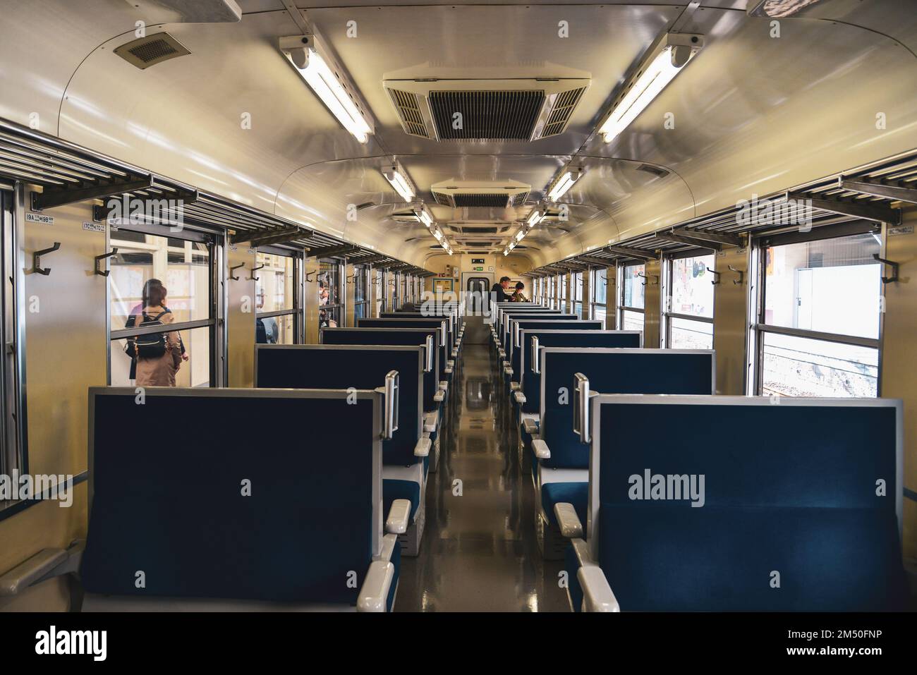 Gunma, Japan - Nov 9, 2019. Inside old train at station in Gunma, Japan ...