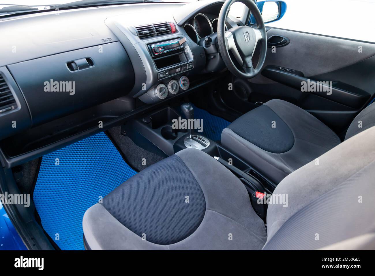 Novosibirsk, Russia - 12.09.2022: Honda fit car interior view through ...