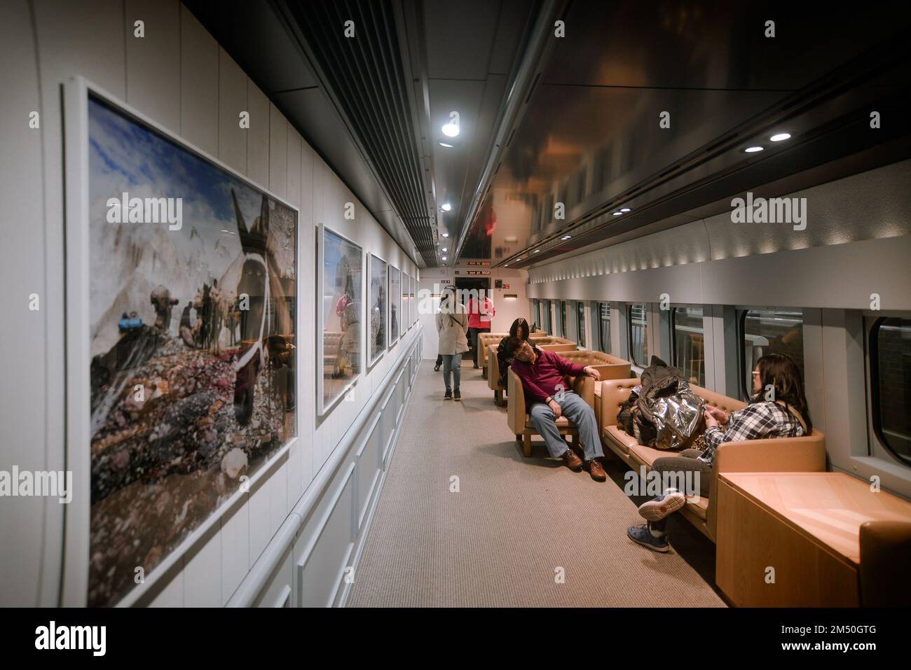 Gunma, Japan - Nov 9, 2019. Inside the luxury carriage of the Genbi ...