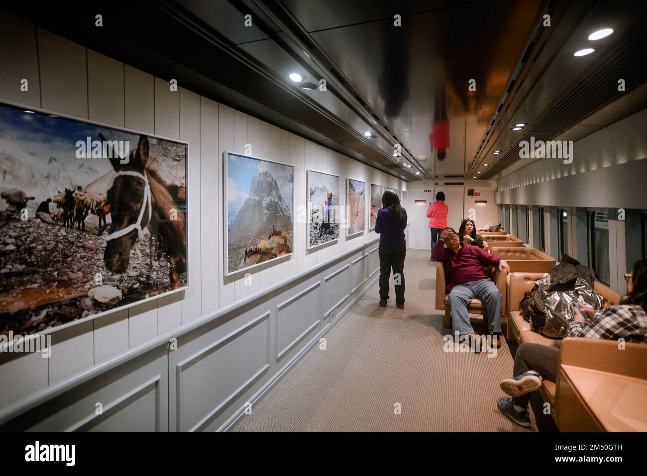 Gunma, Japan - Nov 9, 2019. Inside the luxury carriage of the Genbi ...