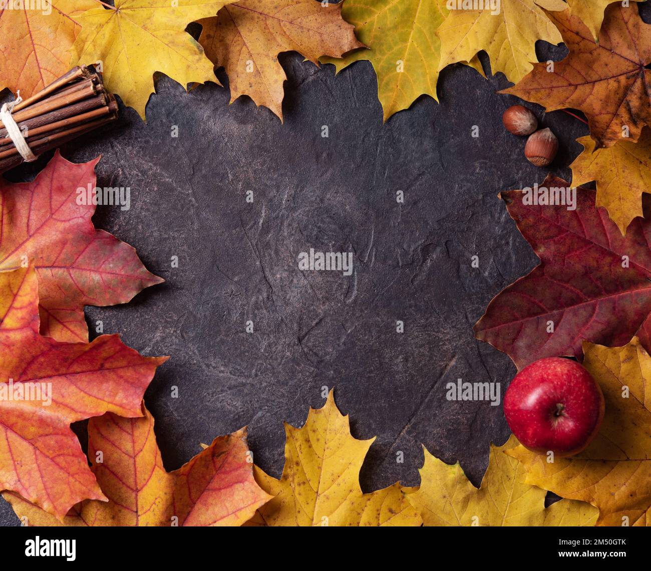 Apple leaf on orange hi-res stock photography and images - Alamy