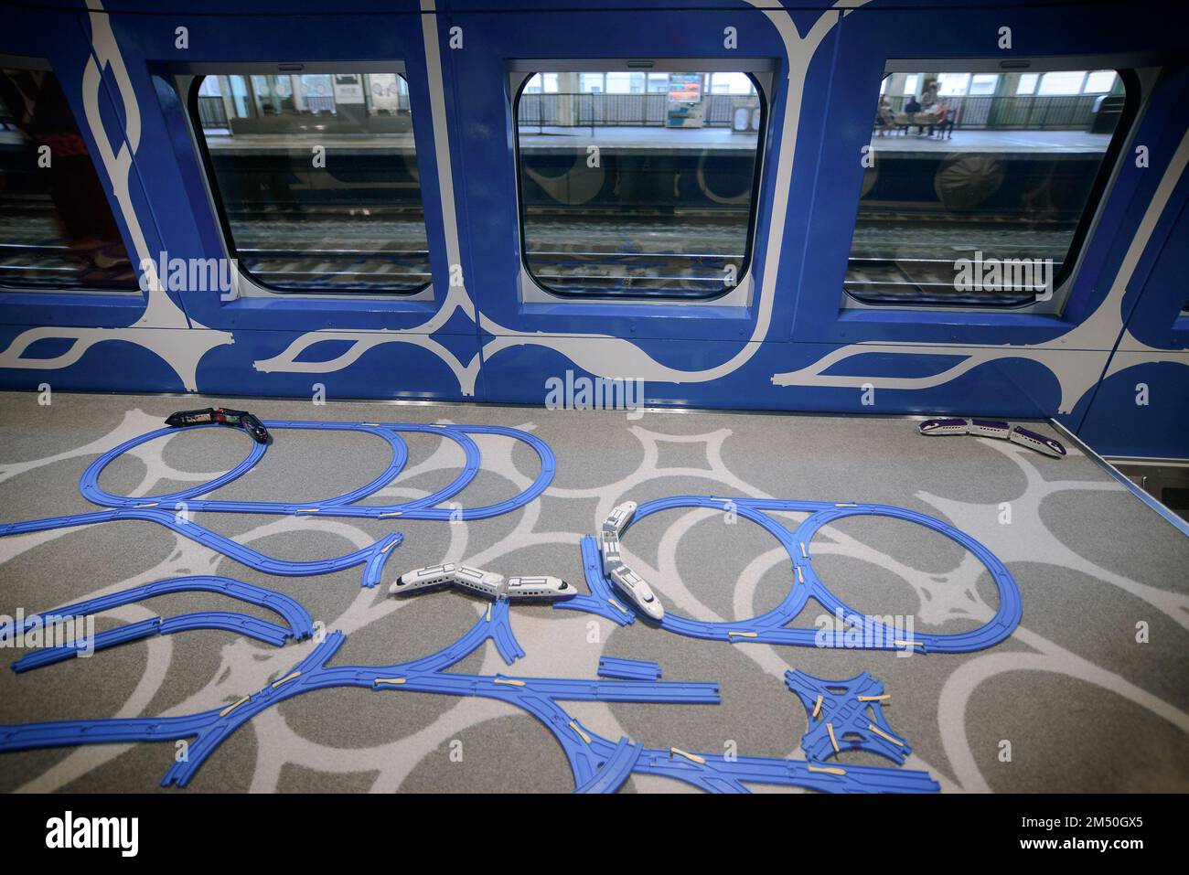 Gunma, Japan - Nov 9, 2019. Inside the luxury carriage of the Genbi ...