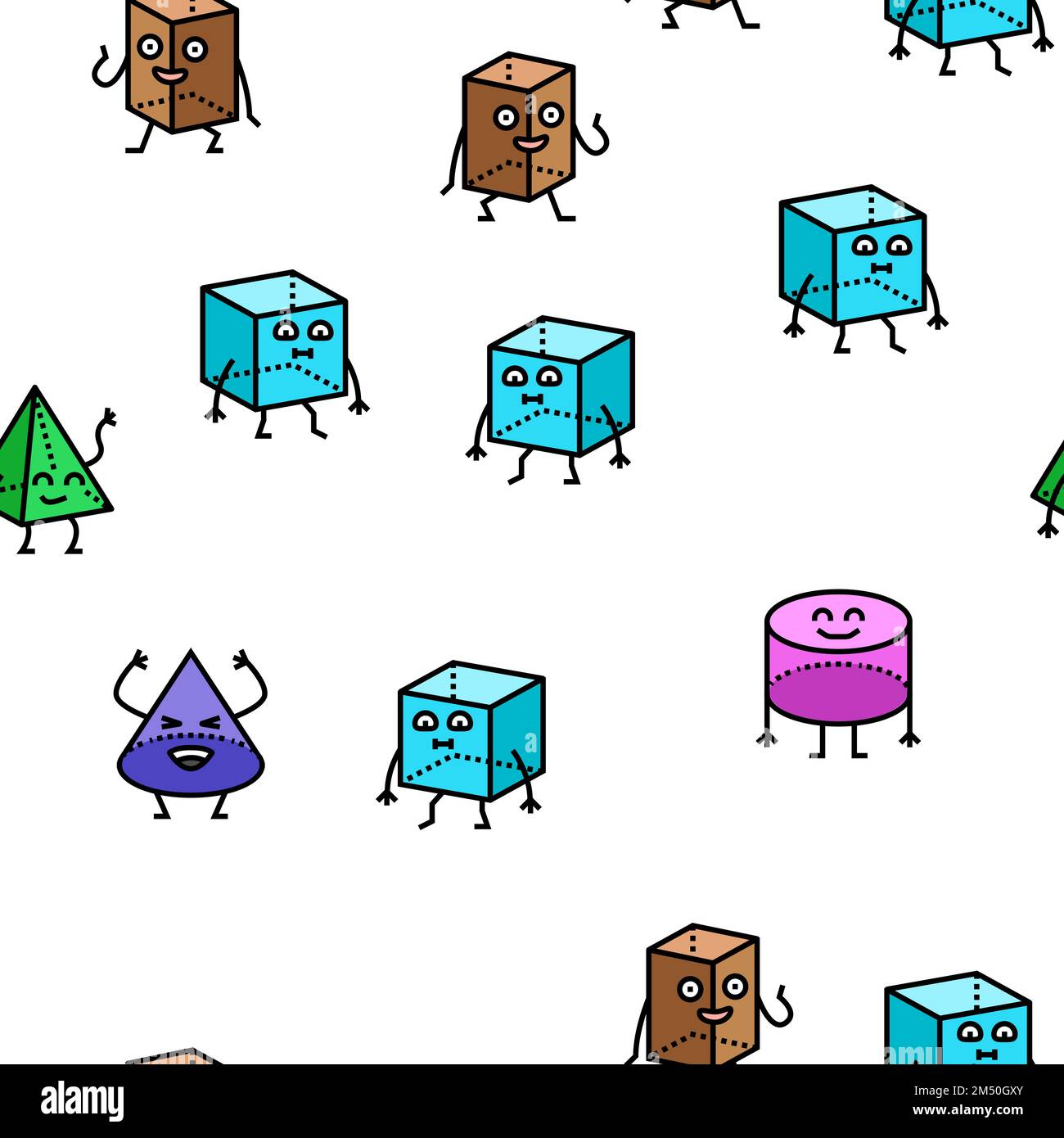 geometric shape character vector seamless pattern Stock Vector Image ...