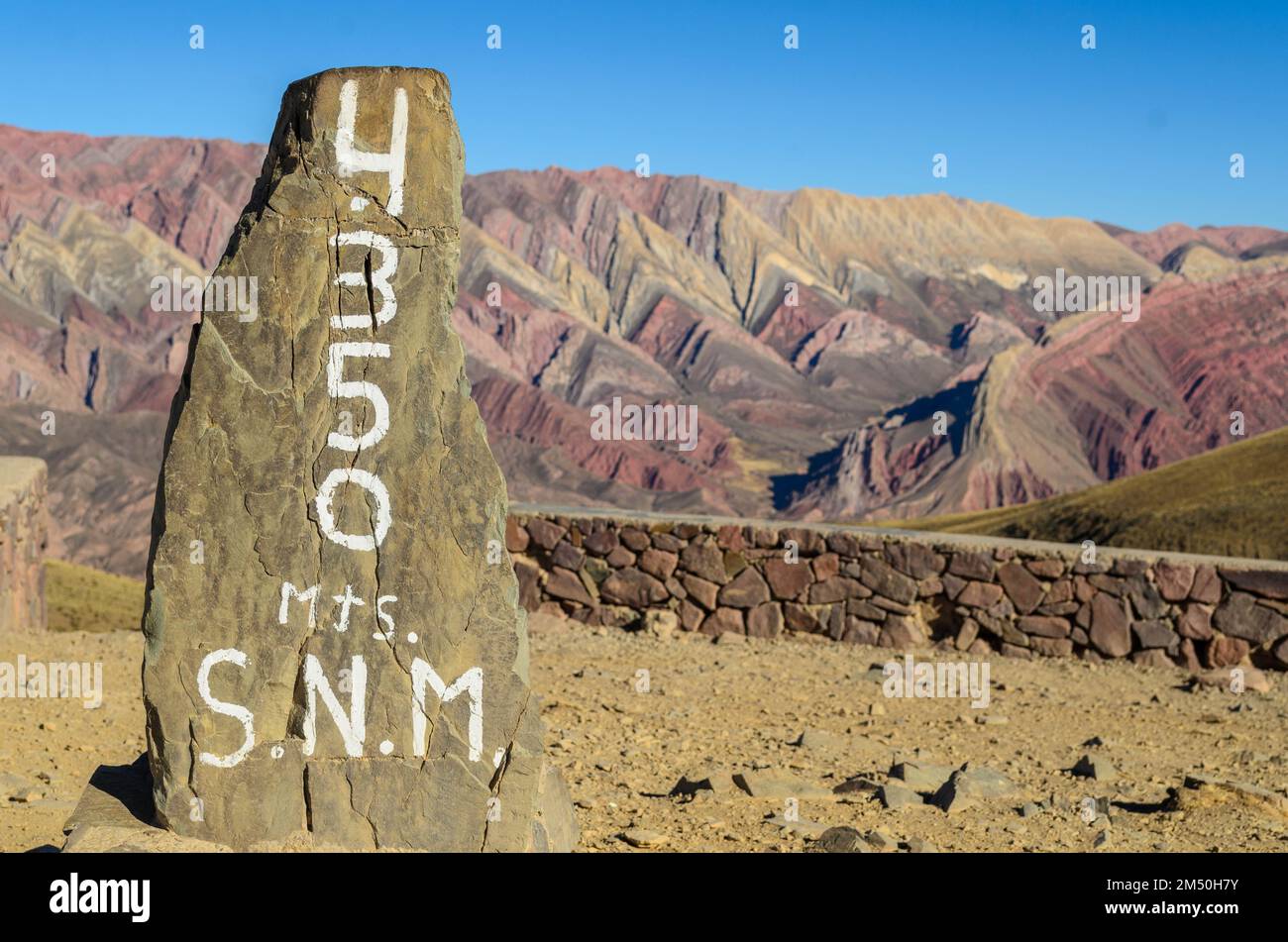 Hornocal - Hill of 14 Colors - Cerro de 14 Colores with sign for 4350 ...