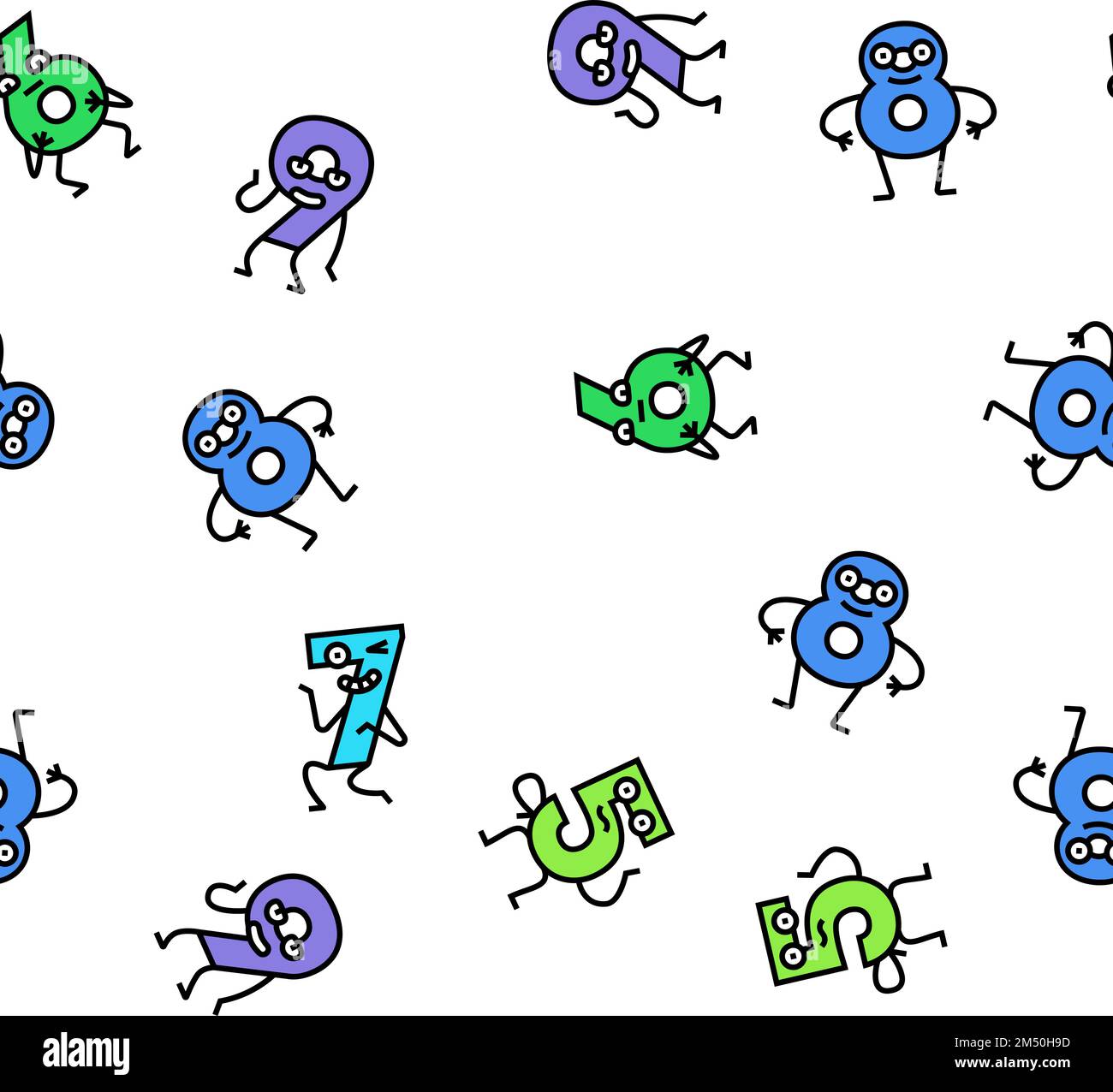 number character cute vector seamless pattern Stock Vector Image & Art ...