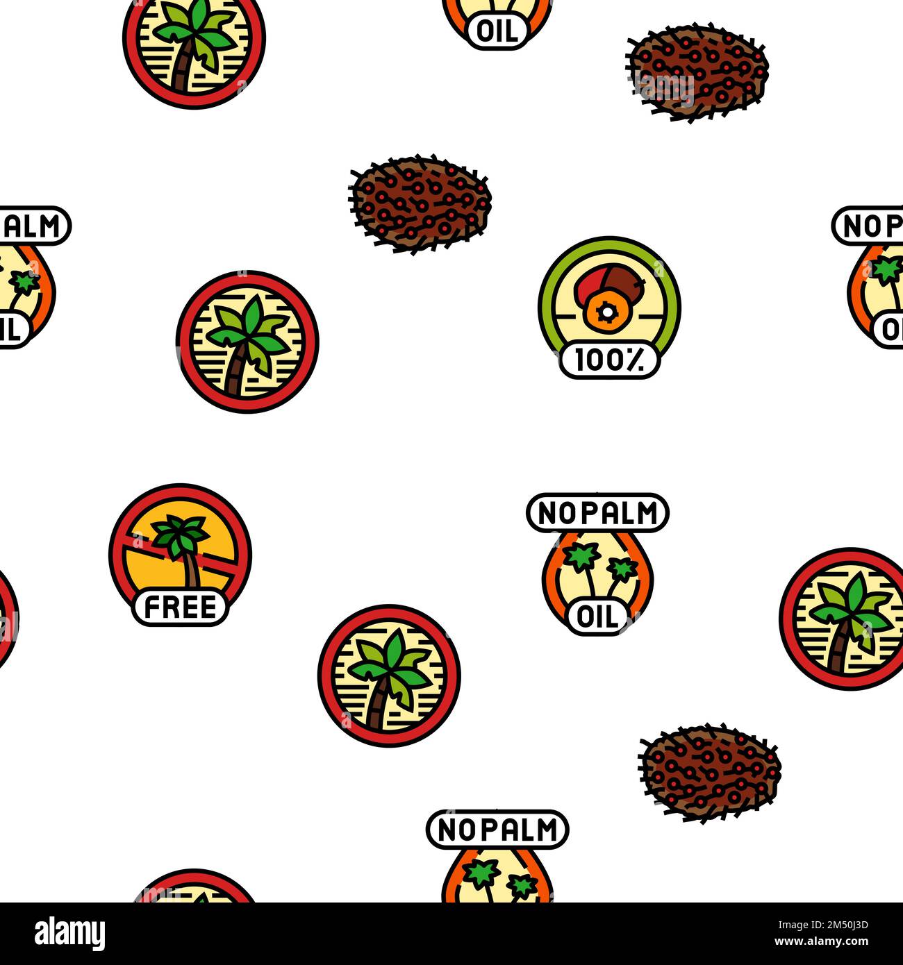 palm oil tree leaf plant vector seamless pattern Stock Vector Image ...