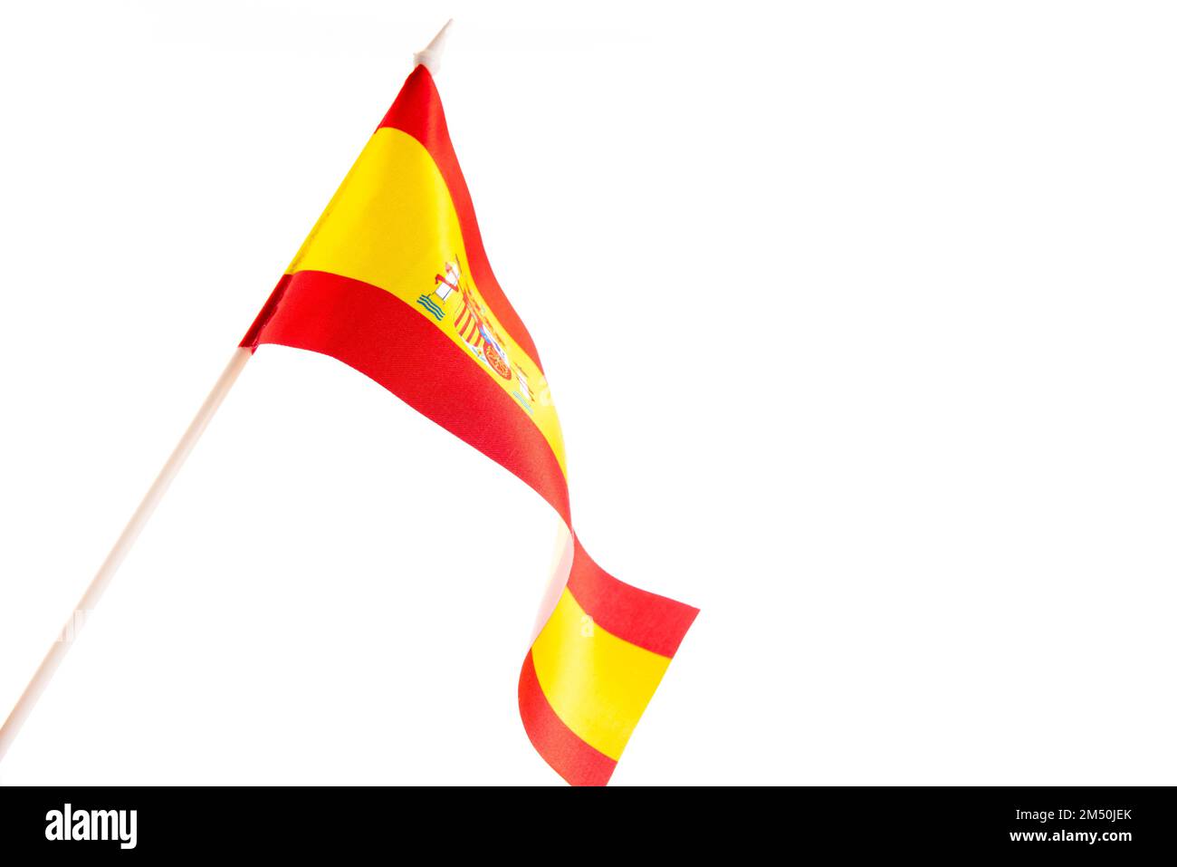 The Spanish flag on a black background developing and fluttering in the ...