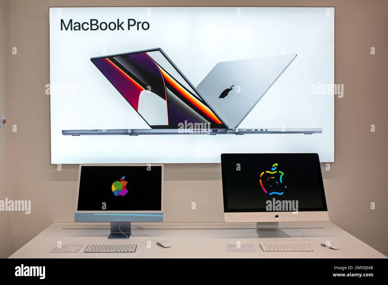 iMacs is sold at Apple store. Minsk, Belarus - February, 2022 Stock ...