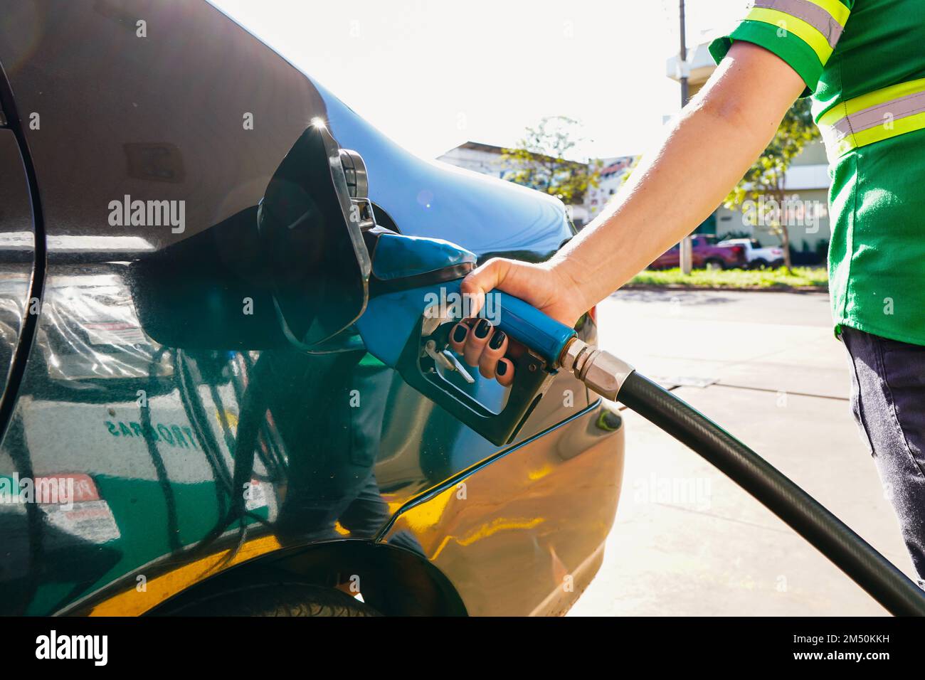 September 10, 2022, Brazil. Filling up the car with fuel at a gas ...