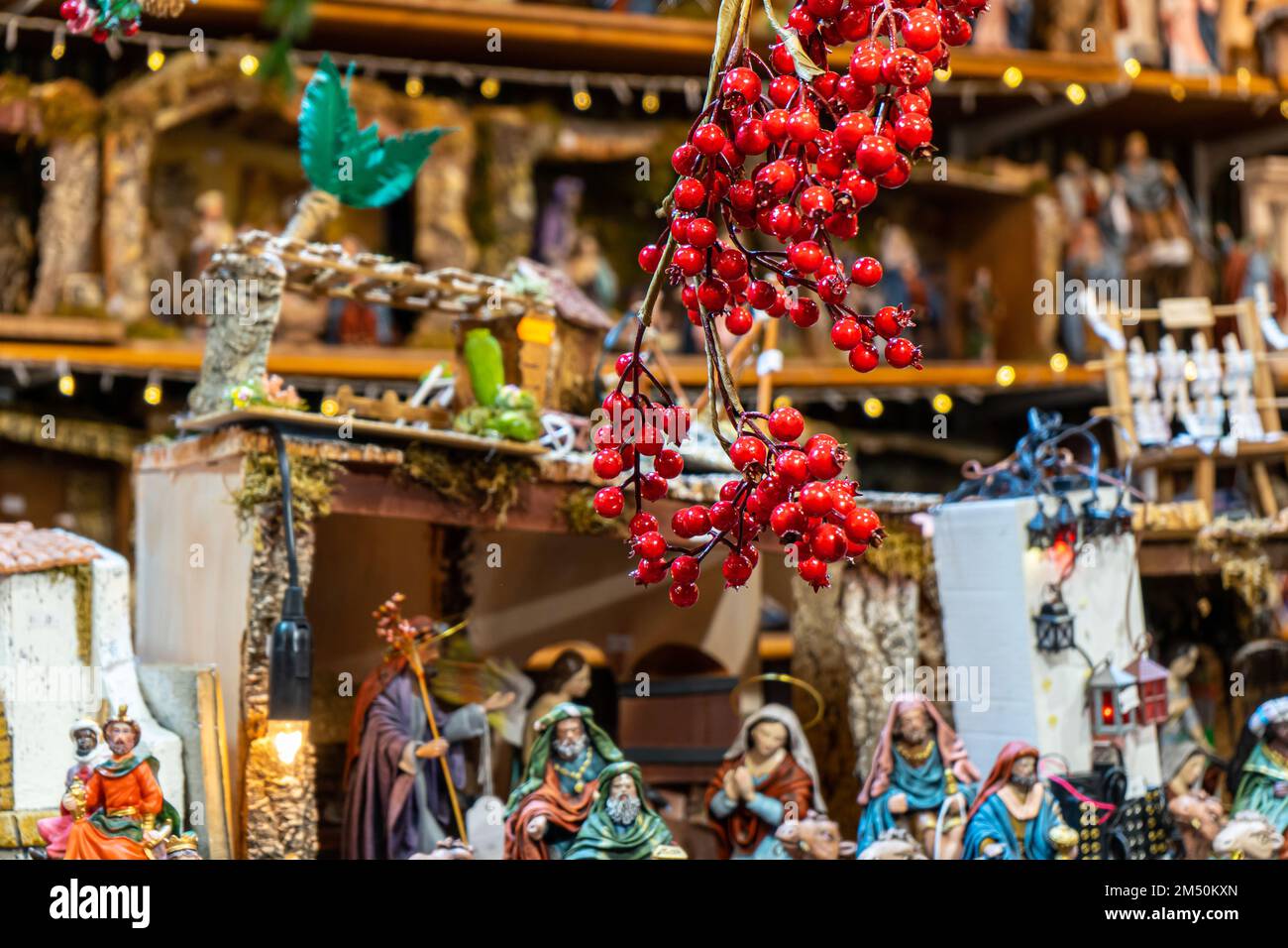 MALAGA, SPAIN - December 23, 2022: Christmas fair near city center in ...
