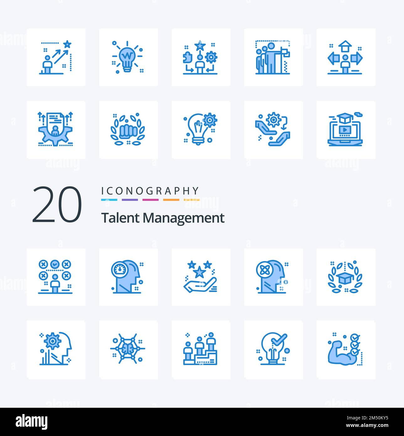 20 Talent Management Blue Color icon Pack like processing user human ...