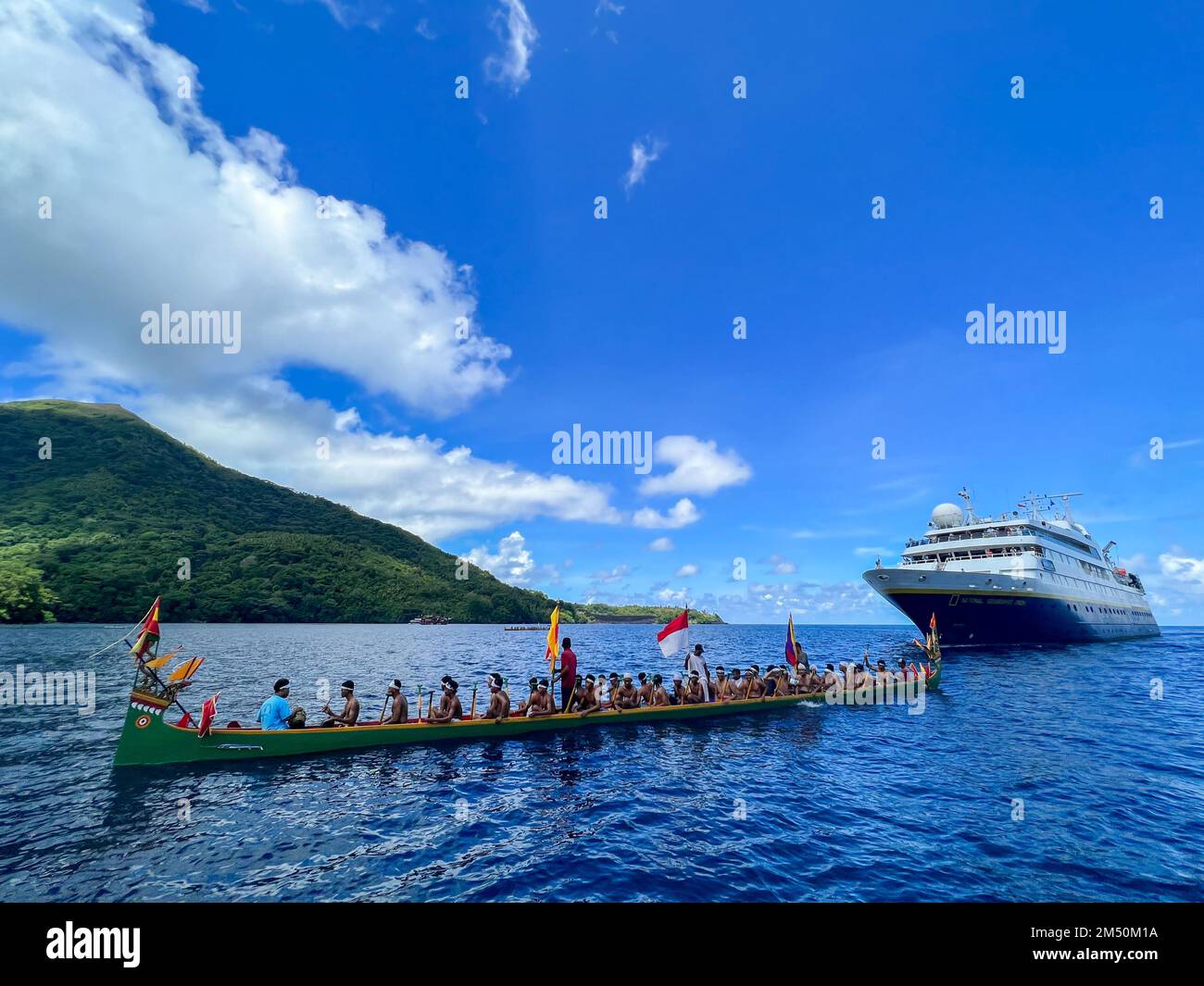 Canoe Welcome to the National Geographic Orion at Banda Island ...