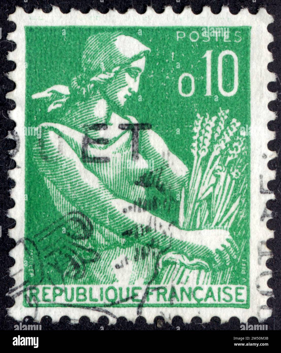 TIMBRE OBLITERE MARIANNE VERTE.REPUBLIQUE FRANCAISE.POSTES.0,10 Stock ...