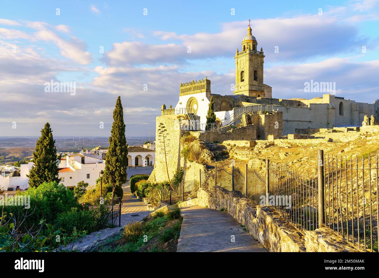 Stairs leading to the medieval and picturesque church of the Cadiz ...