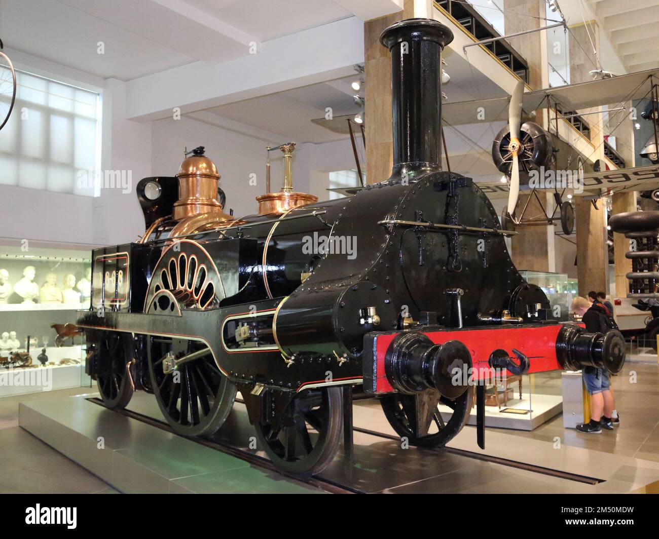 A steam powered locomotive from 1868 at the Science Museum, London, UK ...