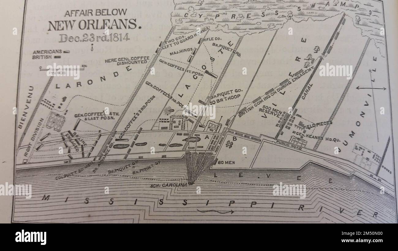 Battle of New Orleans map Stock Photo - Alamy
