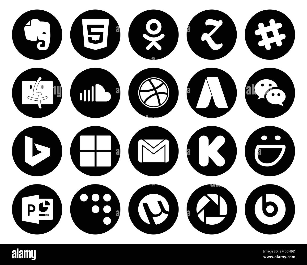 20 Social Media Icon Pack Including email. microsoft. sound. bing. wechat Stock Vector Image ...