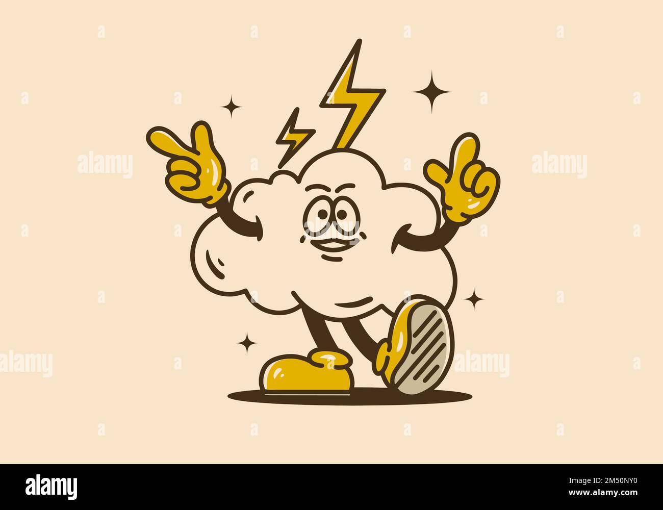 illustration mascot design of a cloud and thunder Stock Vector Image ...