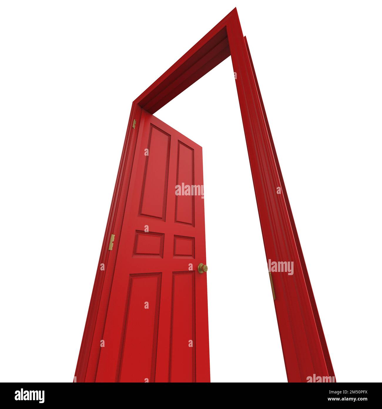 open isolated red interior door closed 3d illustration rendering Stock ...