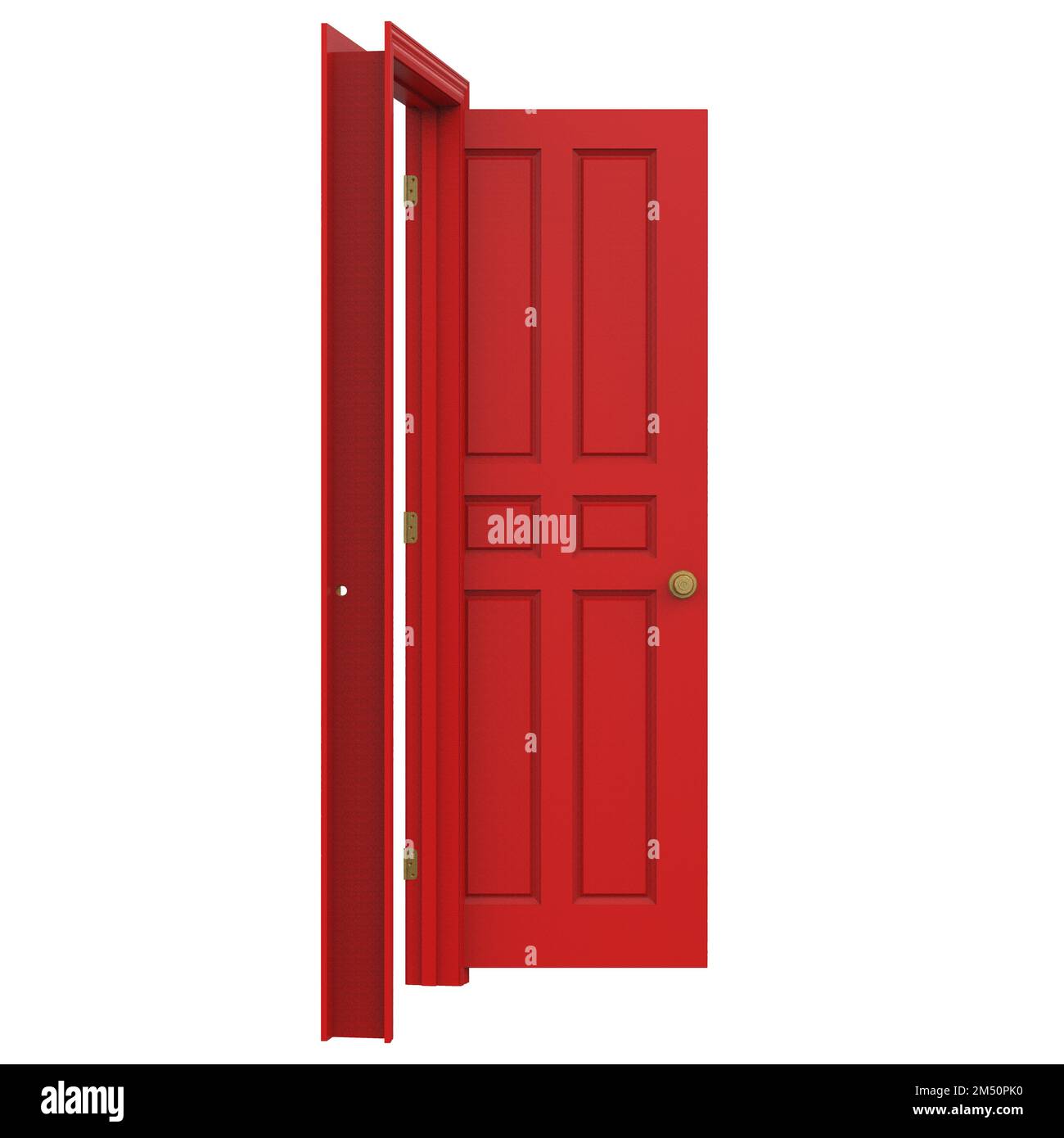 open isolated red interior door closed 3d illustration rendering Stock ...