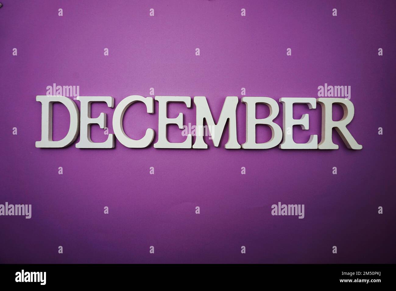 December alphabet letter with space copy on Purple background Stock ...