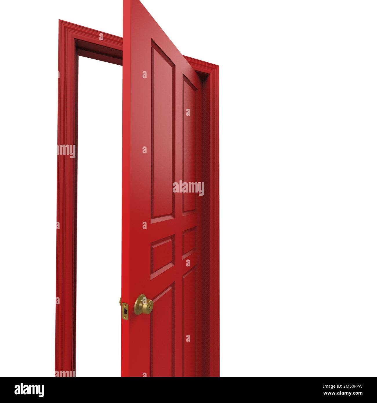 open isolated red interior door closed 3d illustration rendering Stock ...