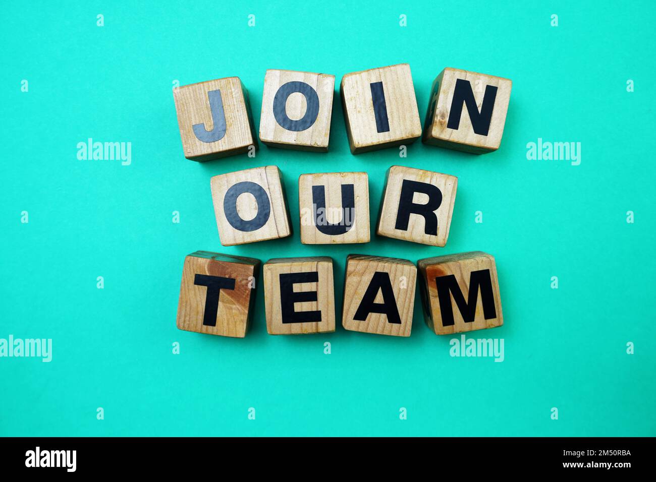Top view Join our team alphabet letters on geen background Stock Photo ...