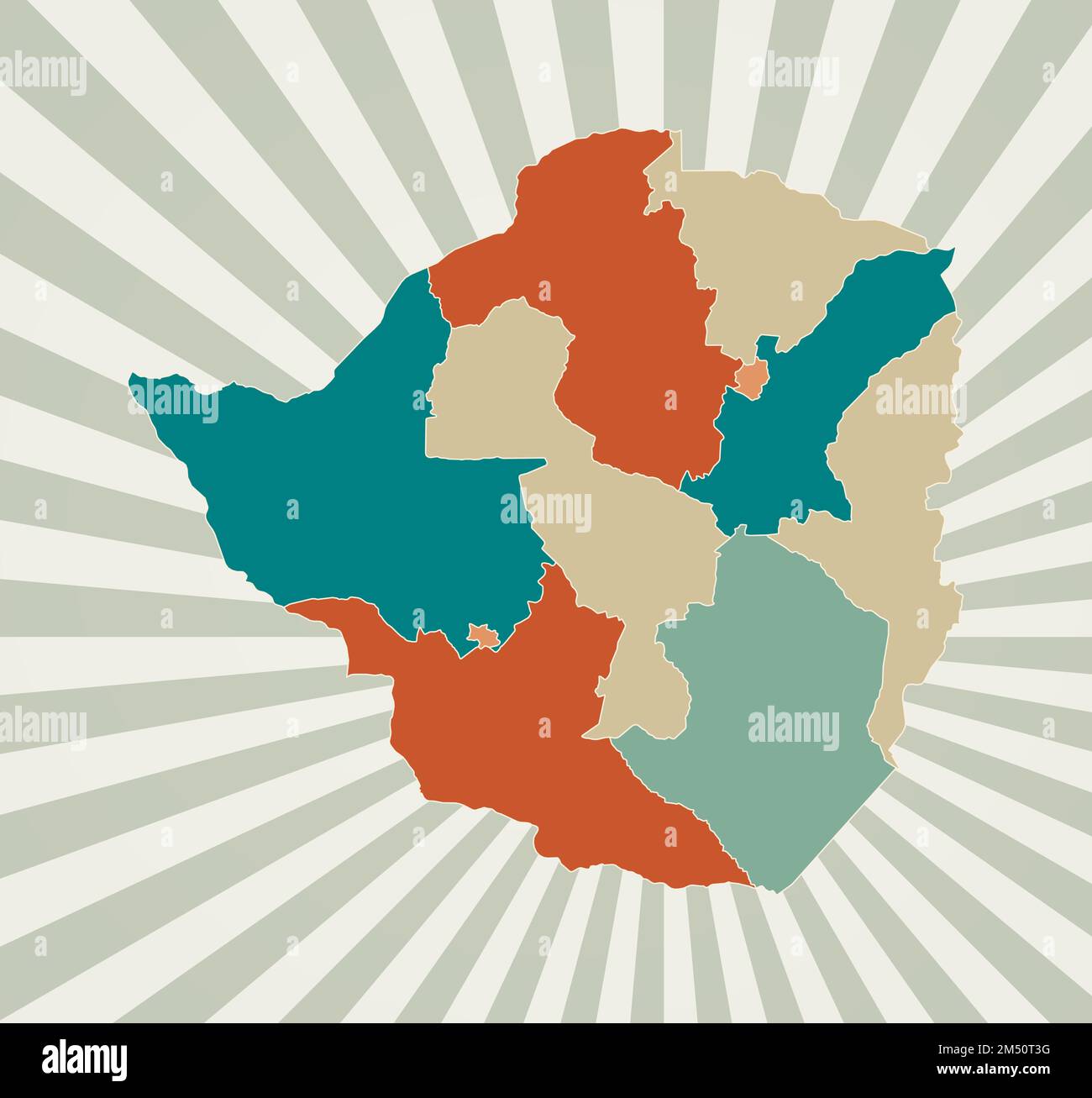 Zimbabwe map. Poster with map of the country in retro color palette ...