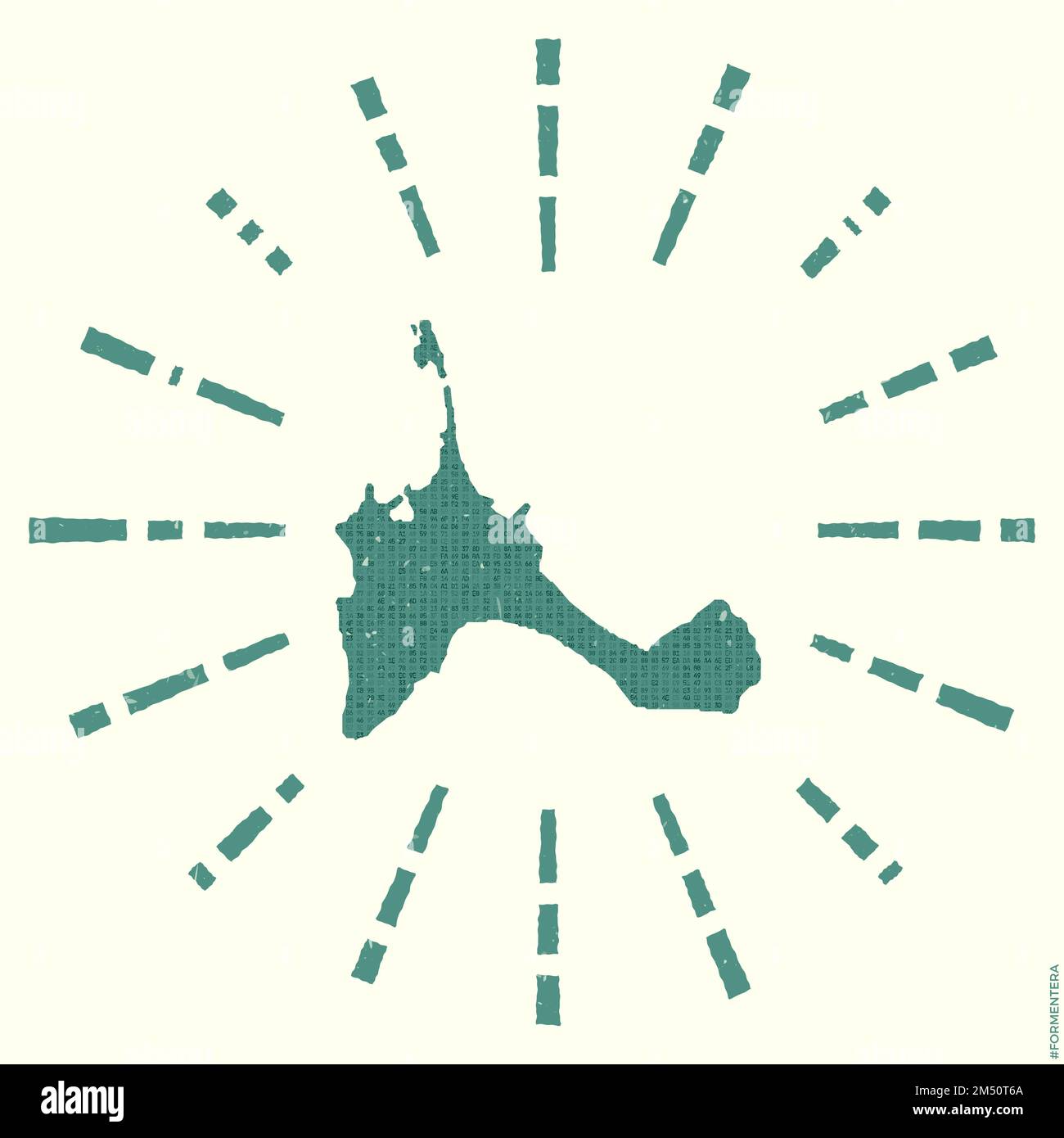 Formentera Logo. Grunge sunburst poster with map of the island. Shape ...