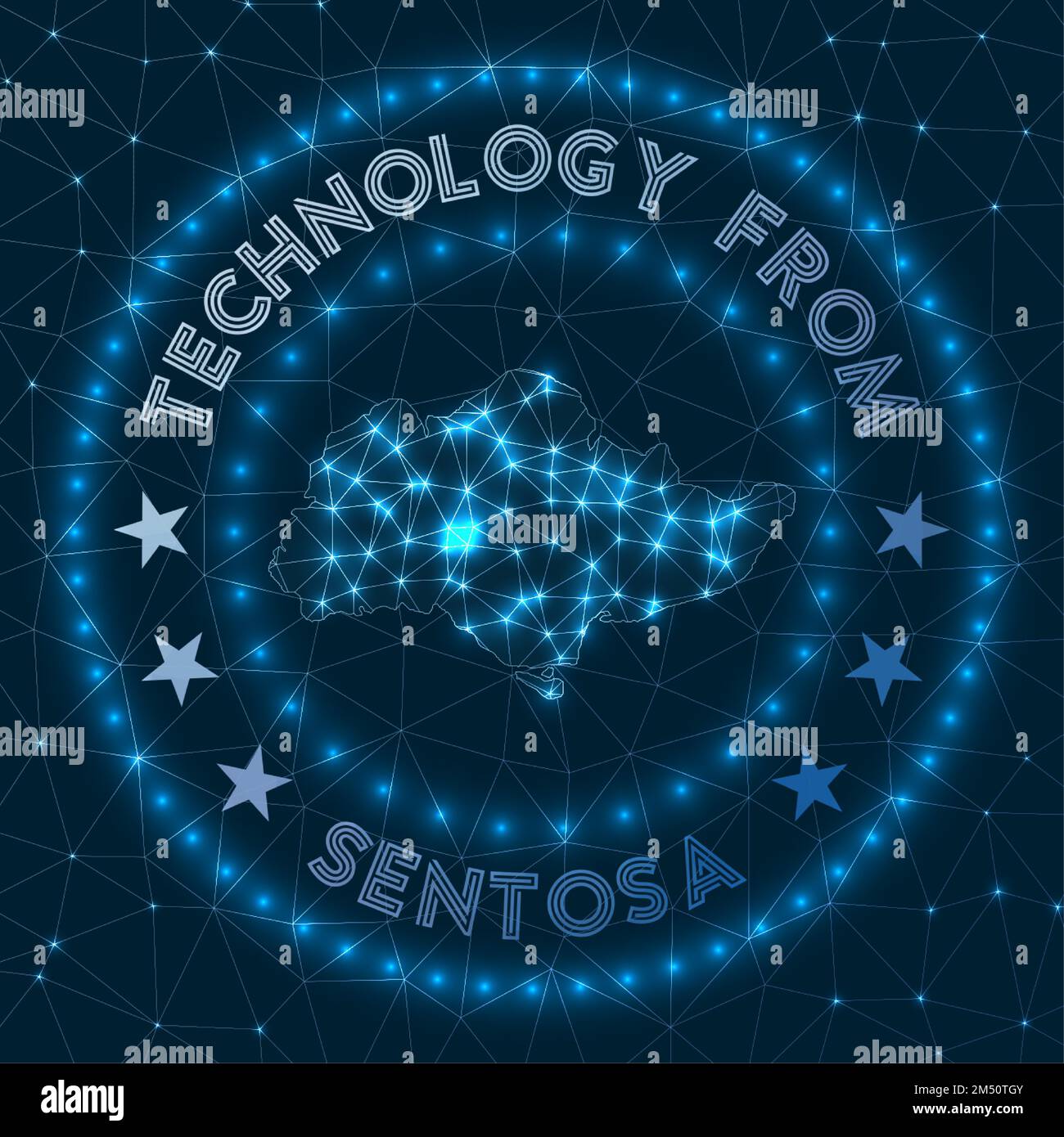 Technology From Sentosa. Futuristic geometric badge of the island ...