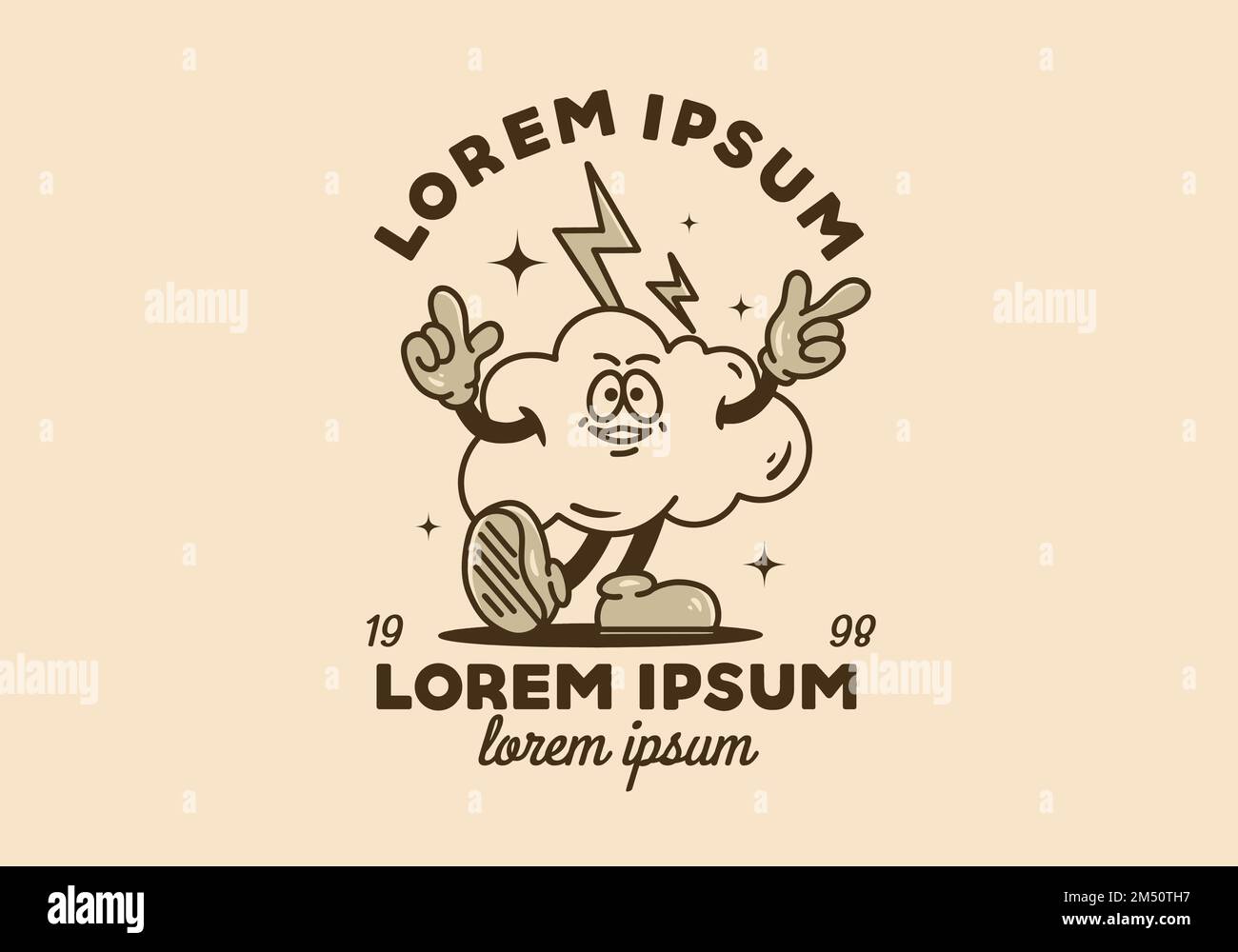 illustration mascot design of a cloud and thunder Stock Vector Image ...