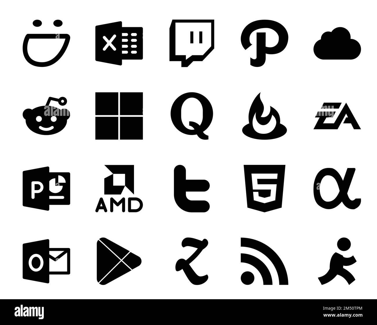20 Social Media Icon Pack Including Html Twitter Question Amd Sports Stock Vector Image