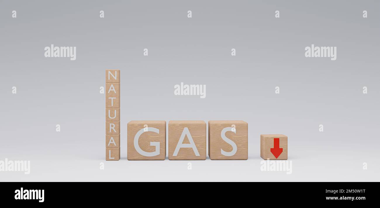 Wooden cubes gas decrease hi-res stock photography and images - Alamy