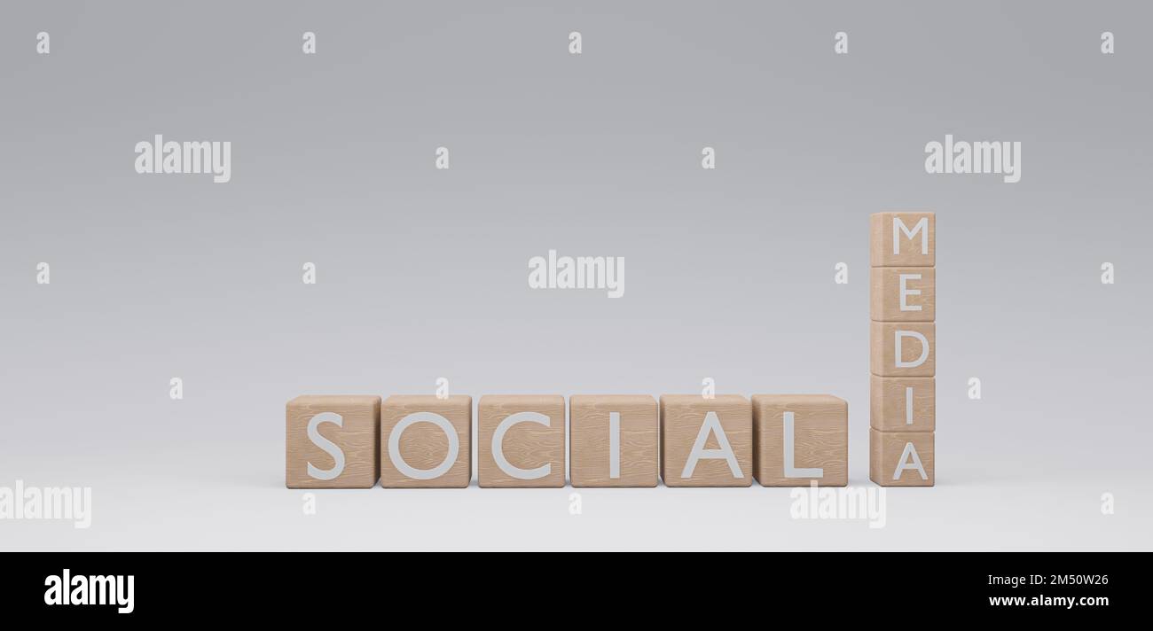 Wooden Cubes Social Media, Cubes with text Social Media. 3D work and 3D ...