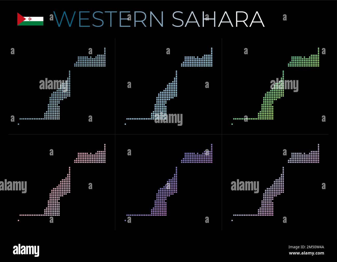 Western Sahara dotted map set. Map of Western Sahara in dotted style ...