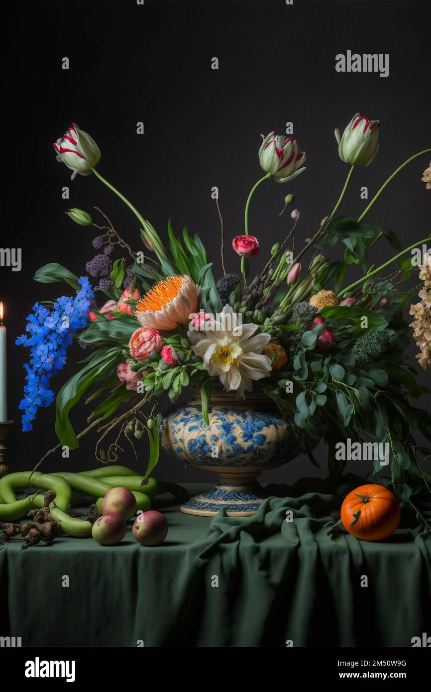 still life painting of flower arrangement Stock Photo - Alamy