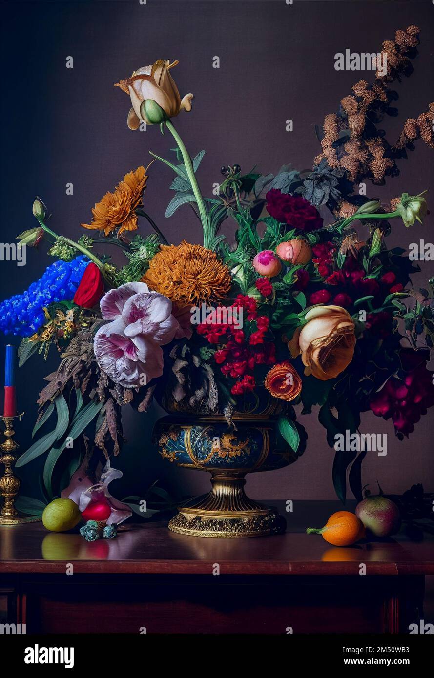 still life painting of flower arrangement Stock Photo - Alamy