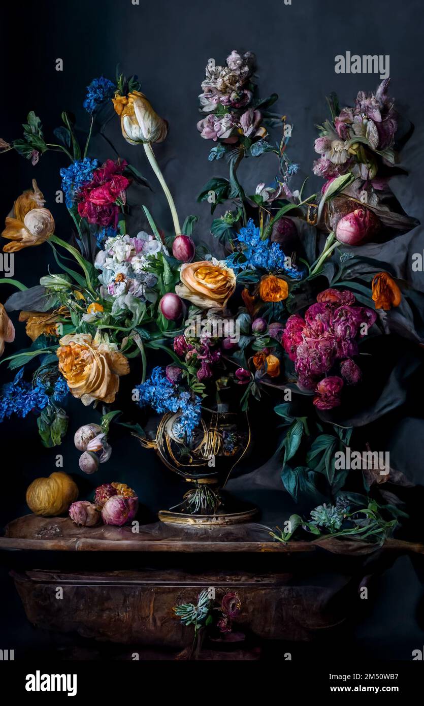 still life painting of flower arrangement Stock Photo - Alamy