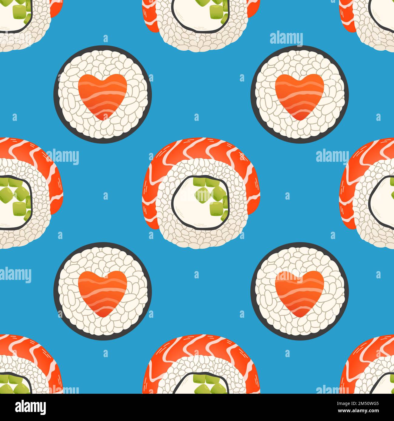 Sushi rolls seamless pattern japan asian food vector design isolated on ...