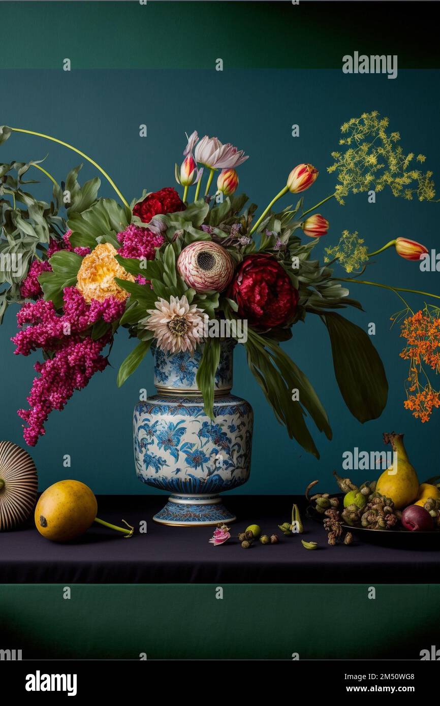 still life painting of flower arrangement Stock Photo - Alamy