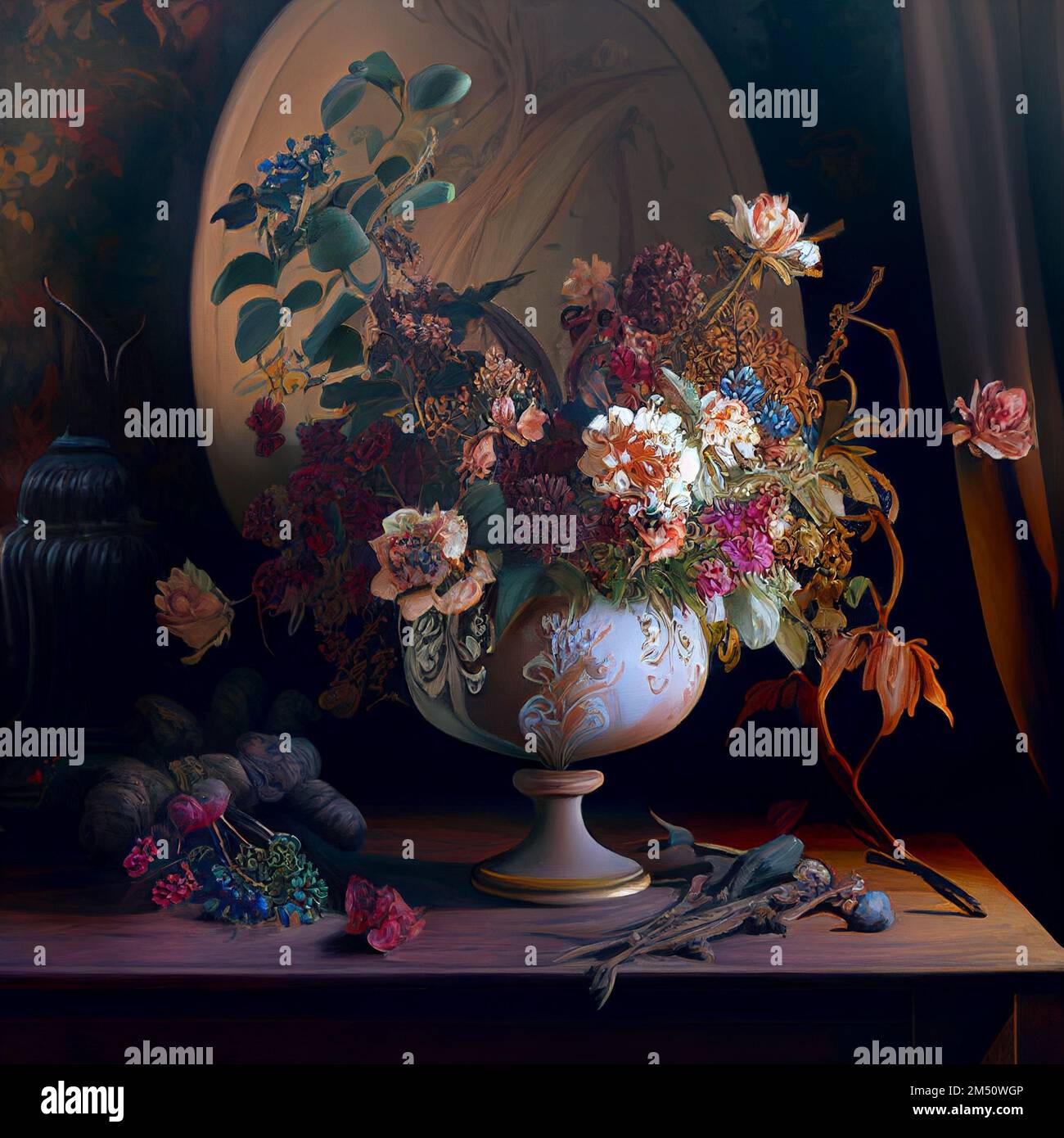 still life painting of flower arrangement Stock Photo - Alamy