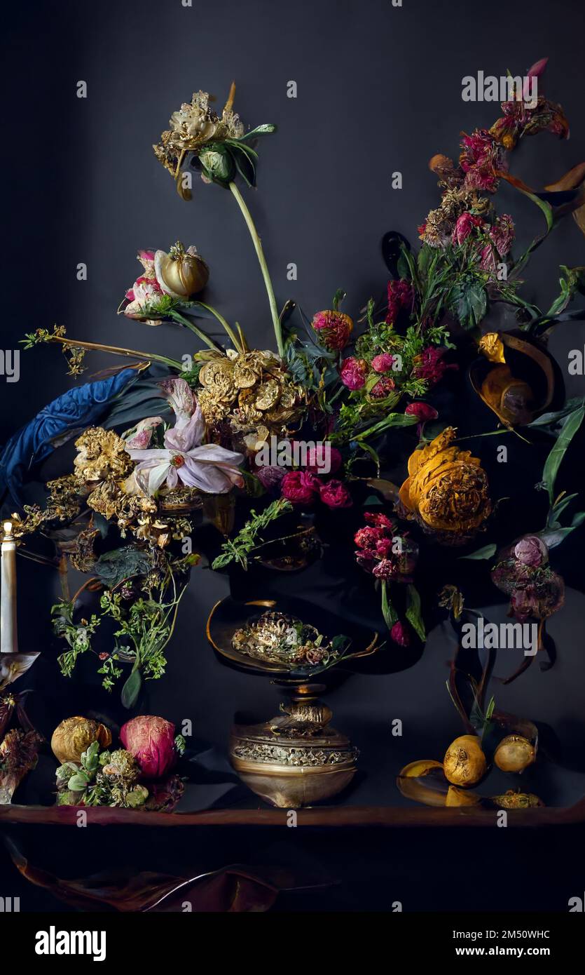 still life painting of flower arrangement Stock Photo - Alamy