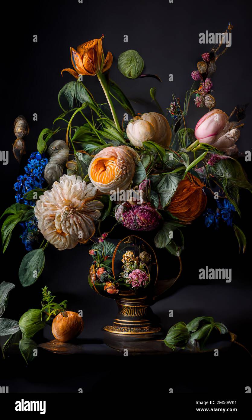 still life painting of flower arrangement Stock Photo - Alamy