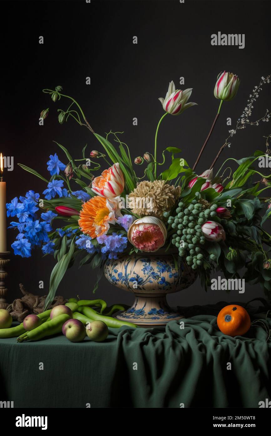 still life painting of flower arrangement Stock Photo - Alamy
