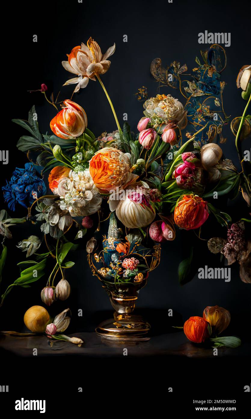 still life painting of flower arrangement Stock Photo - Alamy