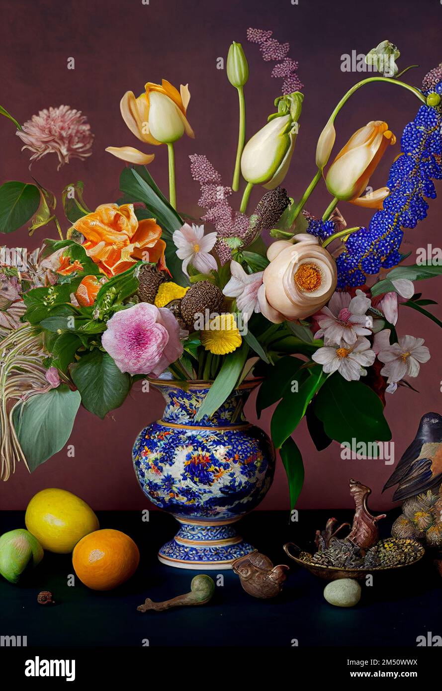 still life painting of flower arrangement Stock Photo - Alamy